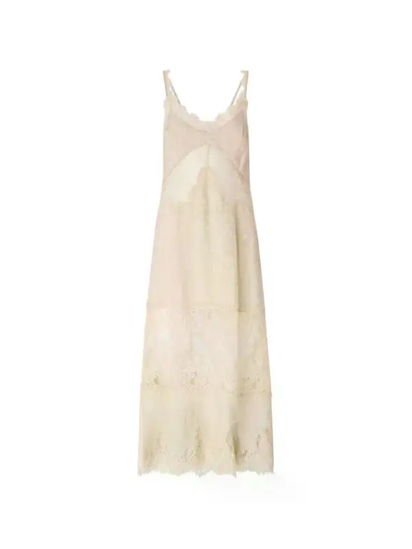 Pinko Lace-trim Floral-print Midi Dress - Neutrals