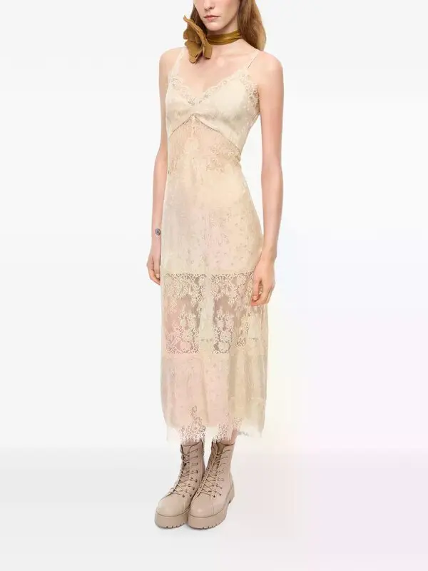 Pinko Lace-trim Floral-print Midi Dress