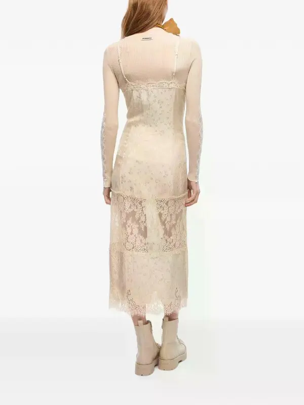 Pinko Lace-trim Floral-print Midi Dress