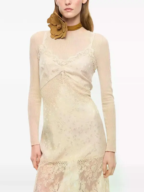 Pinko Lace-trim Floral-print Midi Dress