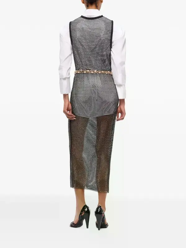Pinko Crystal-embellished Mesh-knit Midi Dress - Black