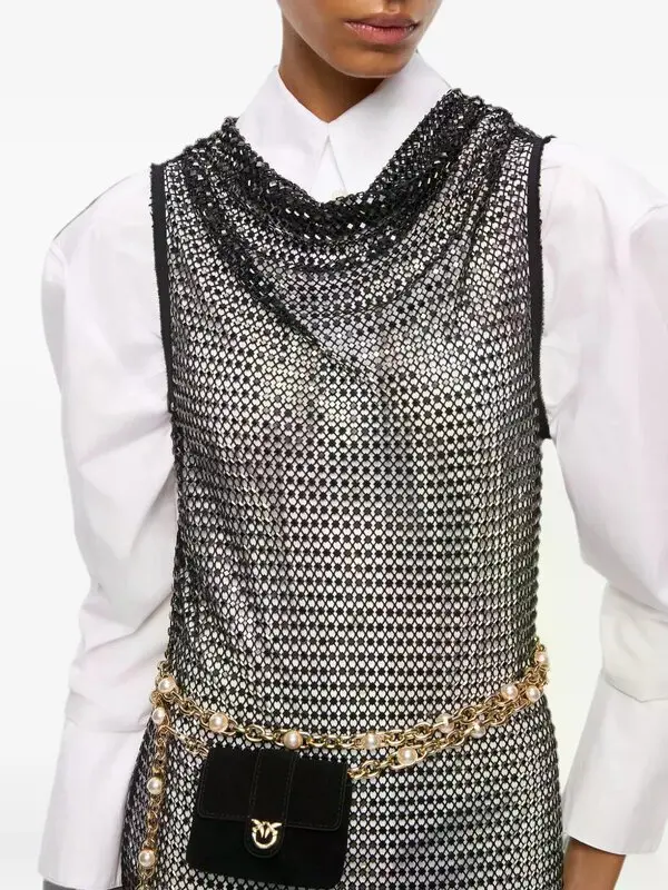 Pinko Crystal-embellished Mesh-knit Midi Dress