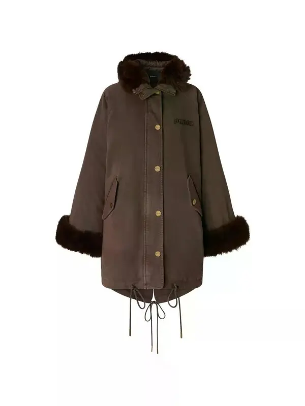Pinko Faux-fur-trim Hooded Coat - Brown