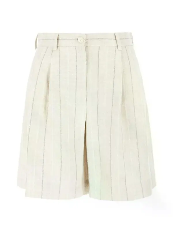 Antonelli Firenze Pinstripe-pattern Pleated Shorts - Neutrals