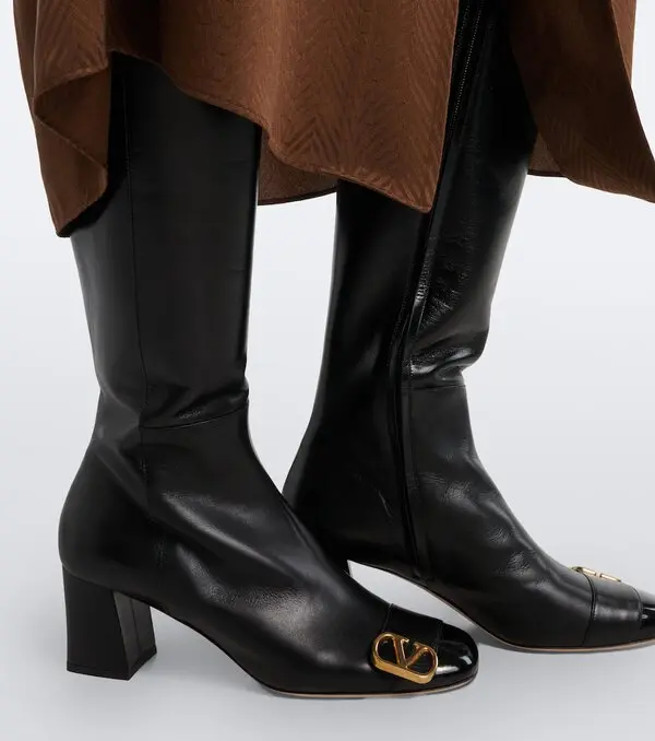 Valentino Garavani V-logo Knee-high Leather Boots