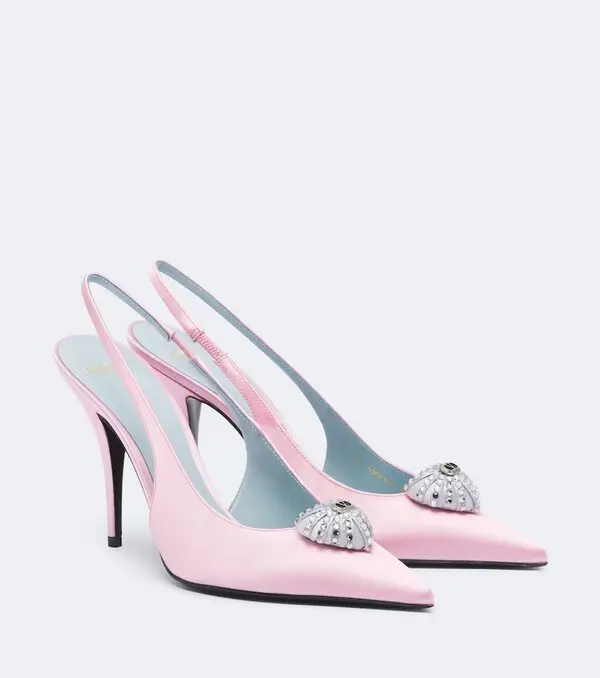 Valentino Garavani Cour Royal Satin Slingback Pumps - Pink