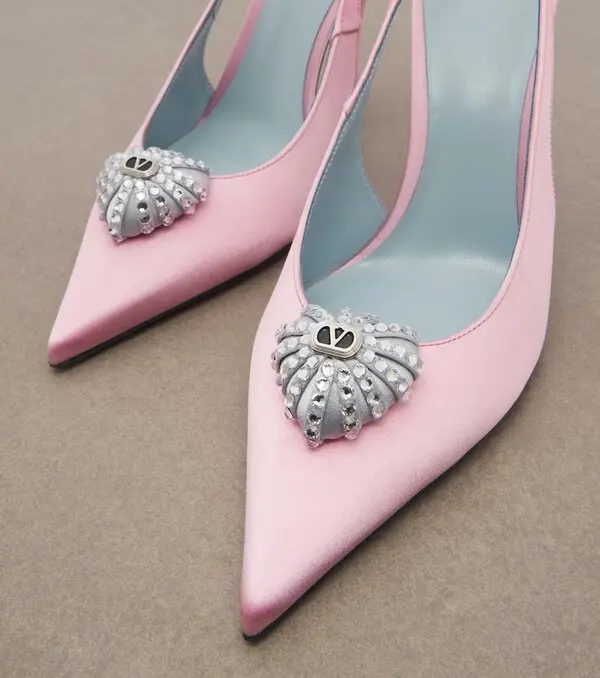 Valentino Garavani Cour Royal Satin Slingback Pumps - Pink
