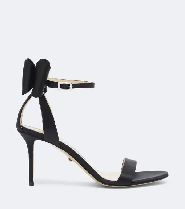 Mach & Mach Le Cadeau Bow-detail Satin Sandals - Black