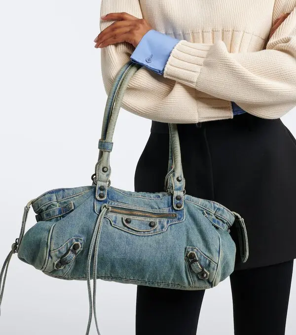 Balenciaga Le City East-west Denim Shoulder Bag