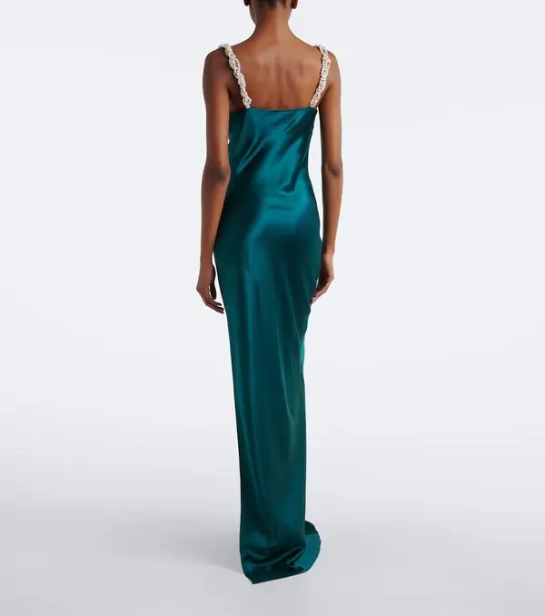 Balmain Embellished Ruched Silk Satin Gown