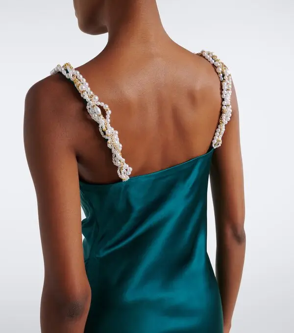 Balmain Embellished Ruched Silk Satin Gown