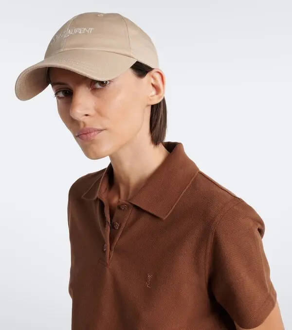 Saint Laurent Logo Cotton Gabardine Baseball Cap
