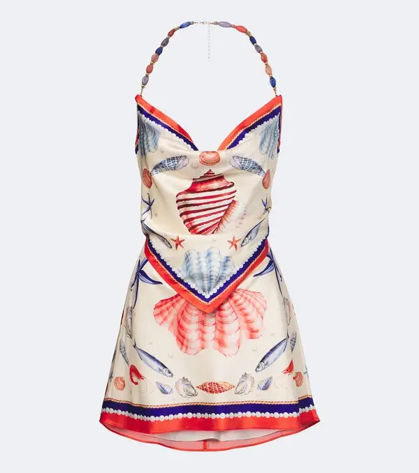 Retrofete Creta Embellished Silk-blend Satin Minidress - Multicoloured
