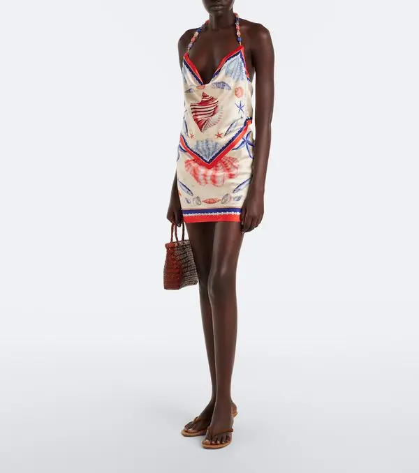 Retrofete Creta Embellished Silk-blend Satin Minidress