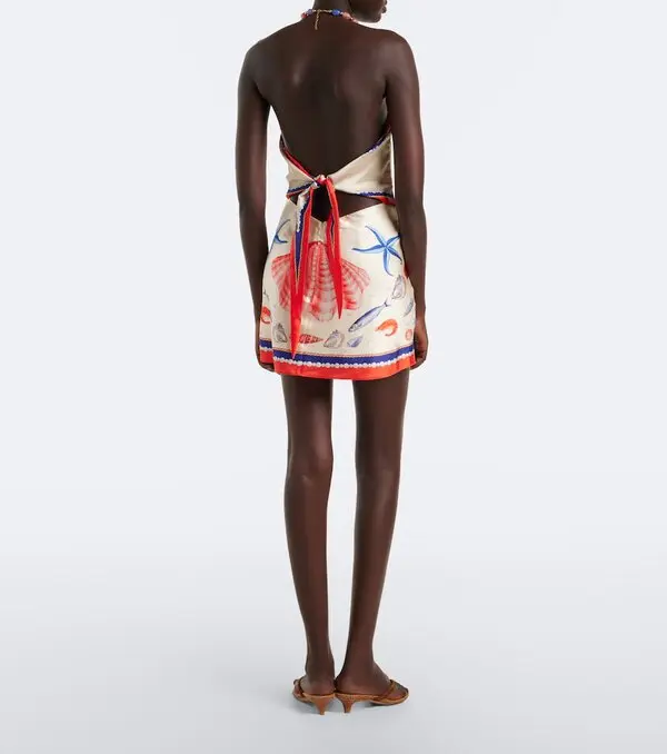 Retrofete Creta Embellished Silk-blend Satin Minidress
