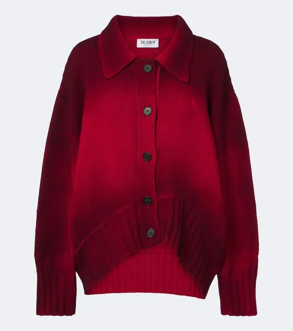 Attico Ombre Oversized Wool And Cashmere Cardigan - Red