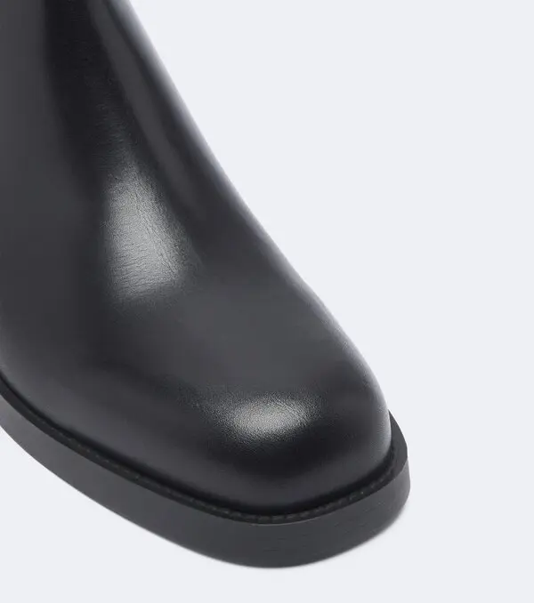 Burberry Huntley Check Leather Ankle Boots - Black
