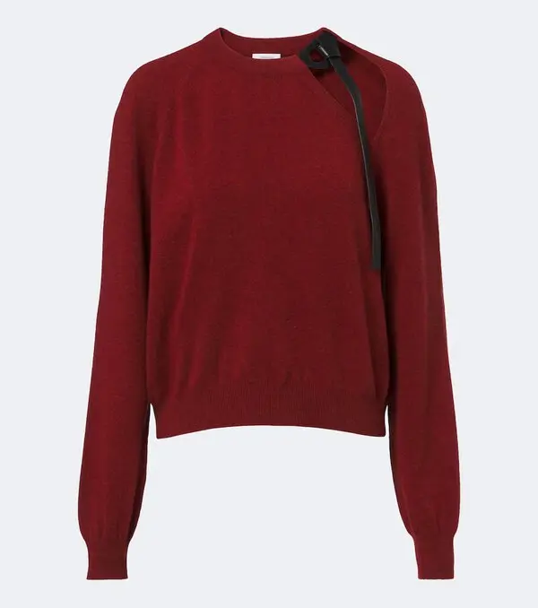FERRAGAMO Cutout Wool And Cashmere-blend Sweater - Red