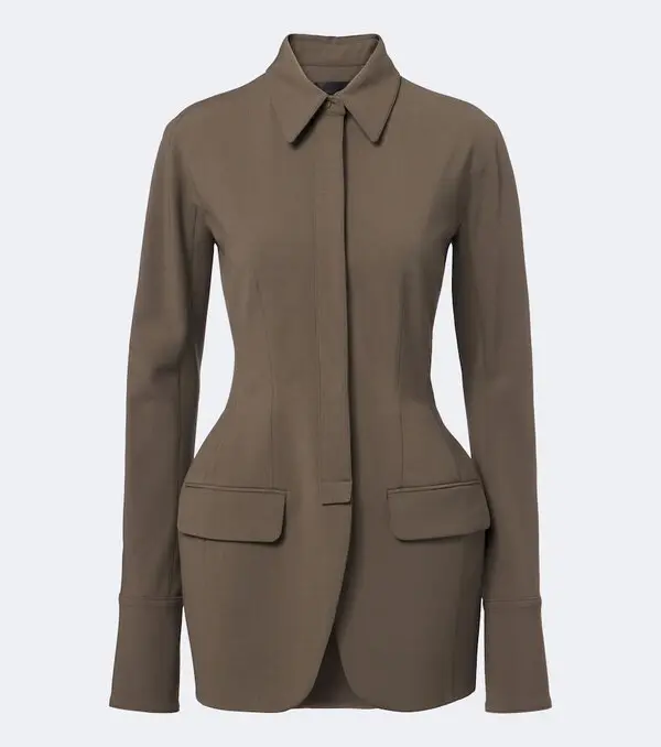 MUGLER Wool-blend Jacket - Brown