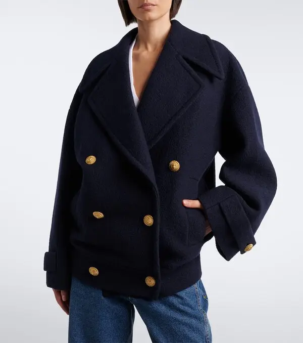 Balmain Oversized Virgin Wool Peacoat