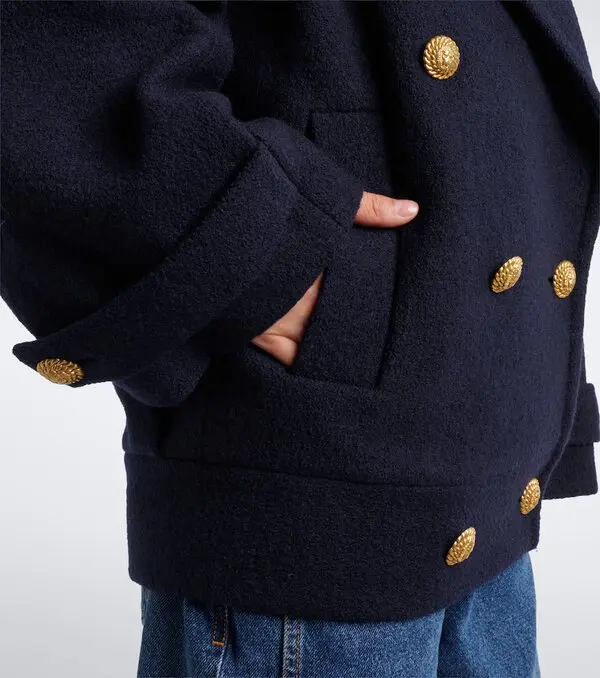 Balmain Oversized Virgin Wool Peacoat