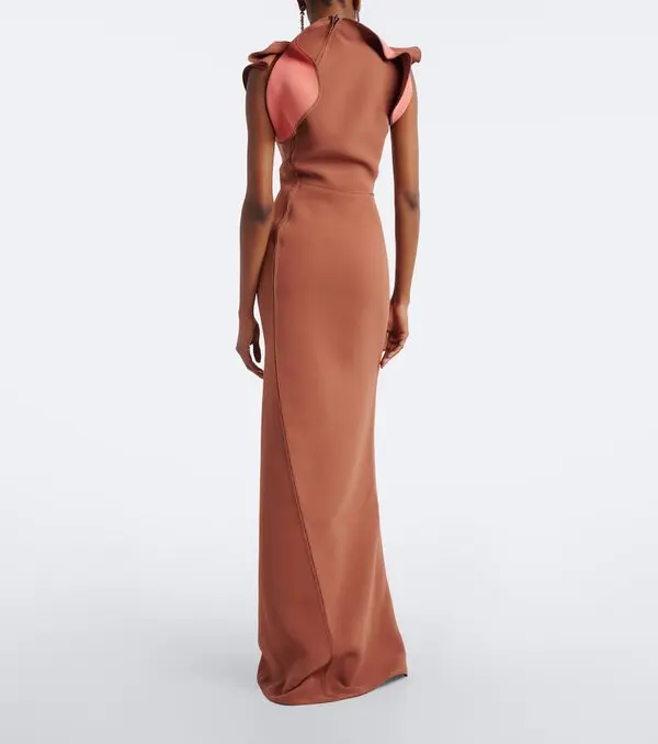 Maticevski Cinnamon Draped Paneled Gown
