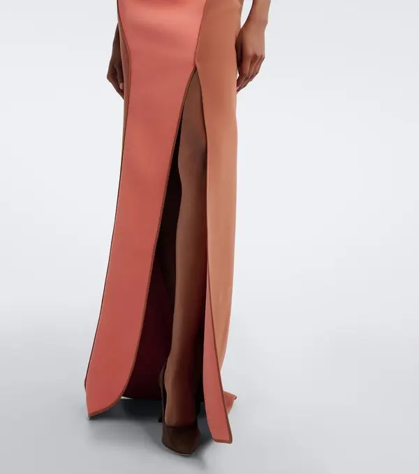 Maticevski Cinnamon Draped Paneled Gown