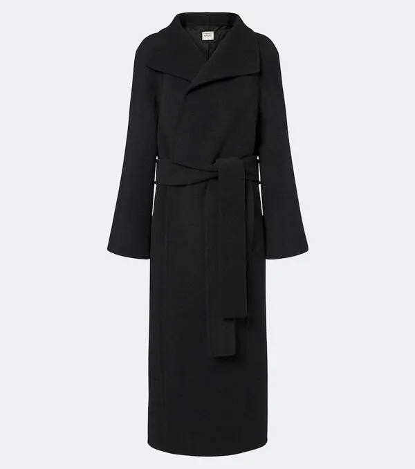 Khaite Romare Wool Wrap Coat - Black