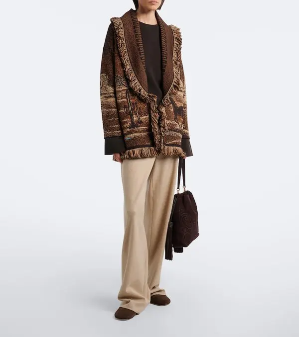 Alanui Wild Wild Jacquard Wool-blend Cardigan