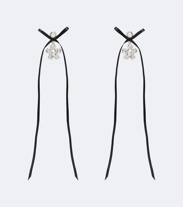 Simone Rocha Bow-detail Crystal-embellished Drop Earrings
