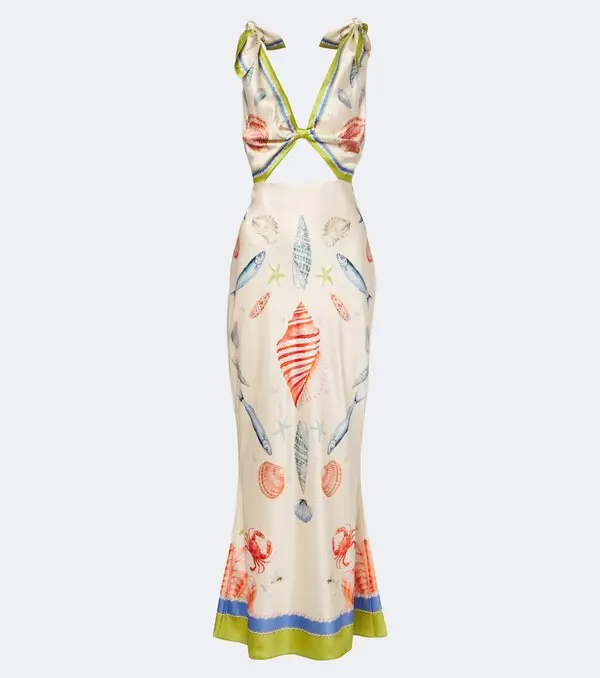Retrofete Carlotte Printed Silk-blend Satin Maxi Dress - Multicoloured
