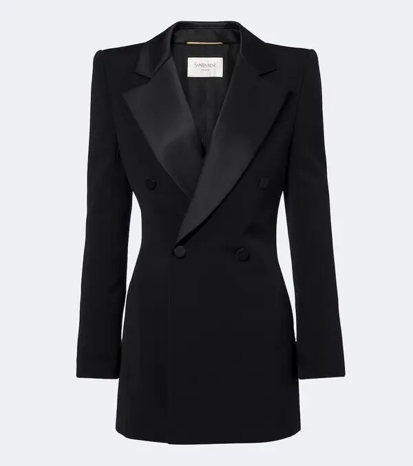 Saint Laurent Wool Blazer Dress - Black