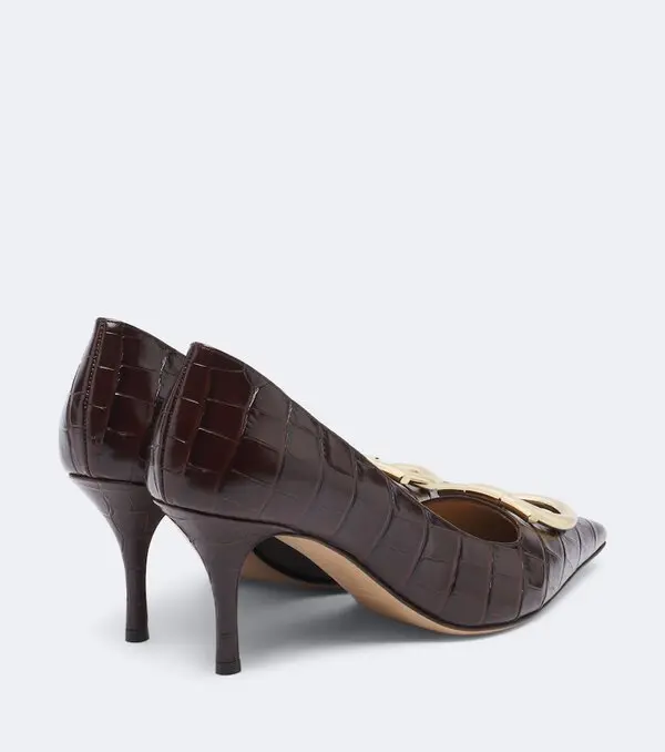 FERRAGAMO Lara Gancini Croc-effect Leather Pumps