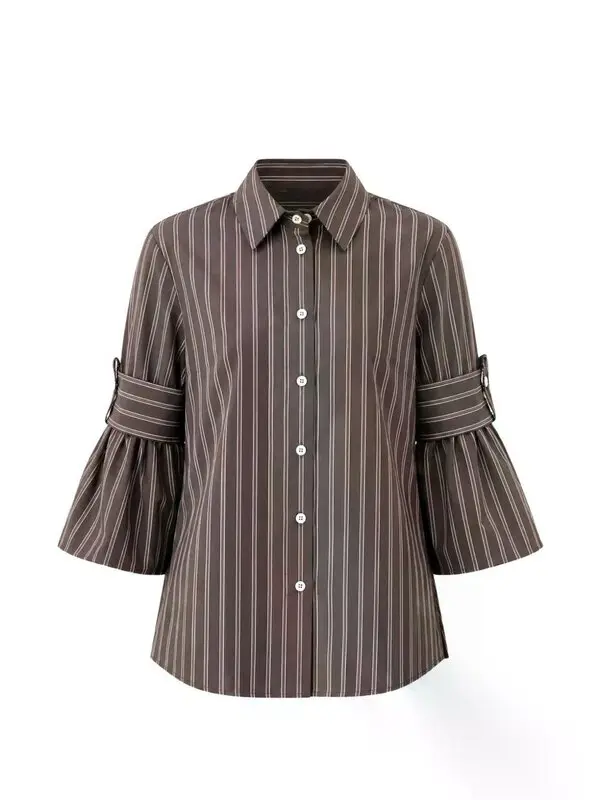 ODEEH Striped Flared-sleeve Shirt