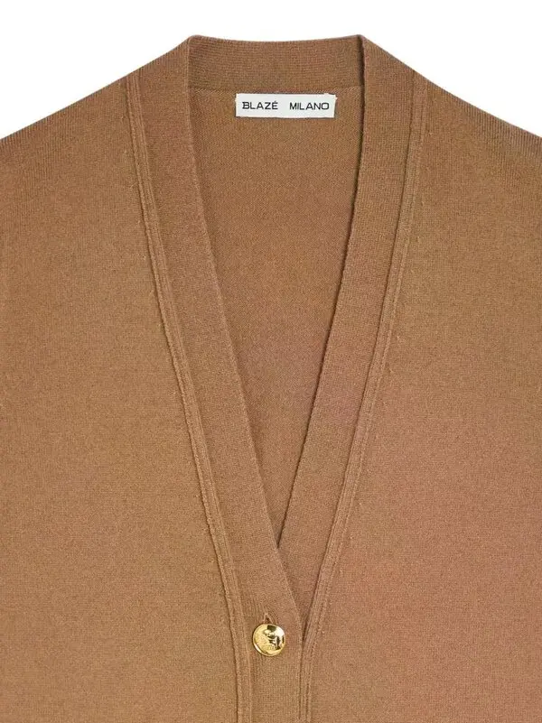 BLAZÉ MILANO Highland V-neck Button-up Vest - Brown