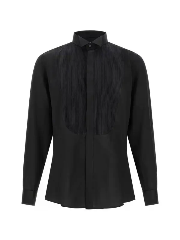 Pal Zileri Pleated-plastron Tuxedo Cotton Shirt