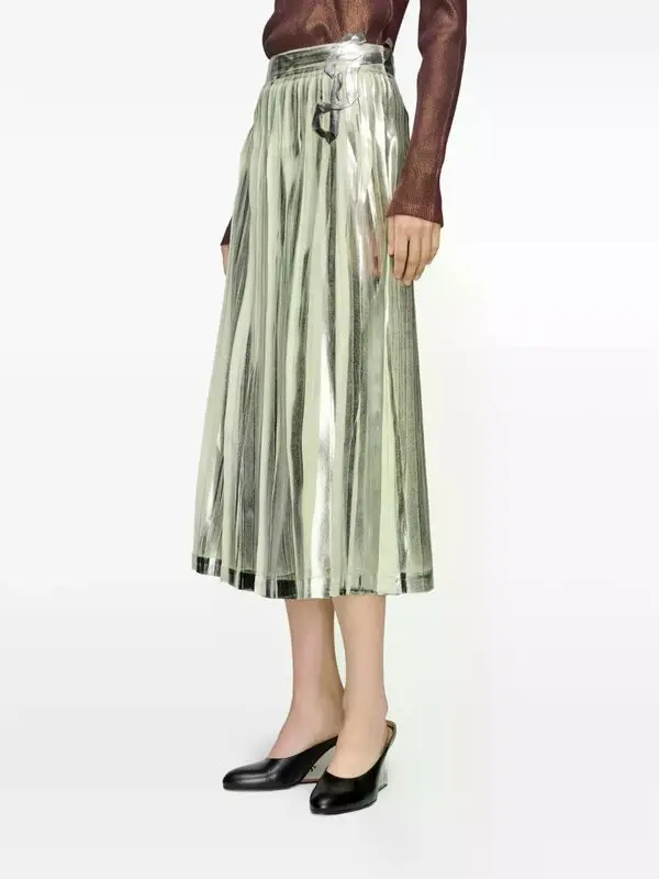 MAISON MARGIELA Foil-finish Pleated Skirt - Silver