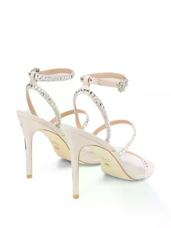 STUART WEITZMAN Gemcut Crystal-embellished Suede Heeled Sandals - Pink