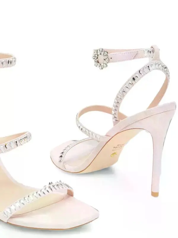 STUART WEITZMAN Gemcut Crystal-embellished Suede Heeled Sandals