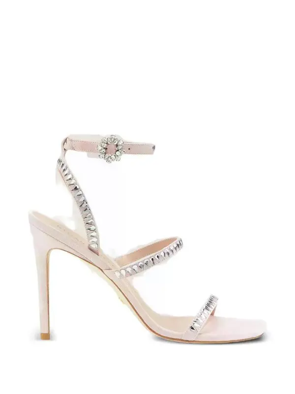 STUART WEITZMAN Gemcut Crystal-embellished Suede Heeled Sandals - Pink