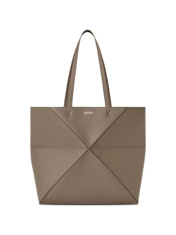 Loewe Puzzle Fold Medium Leather Tote - Grey