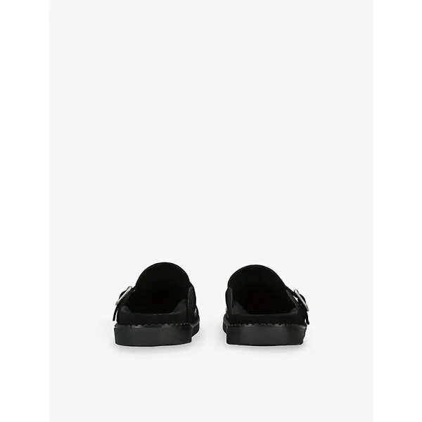 DUKE + DEXTER Winston Embroidered Backless Suede Mules