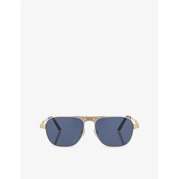 Cartier Ct0532s Pilot Metal Sunglasses - Silver