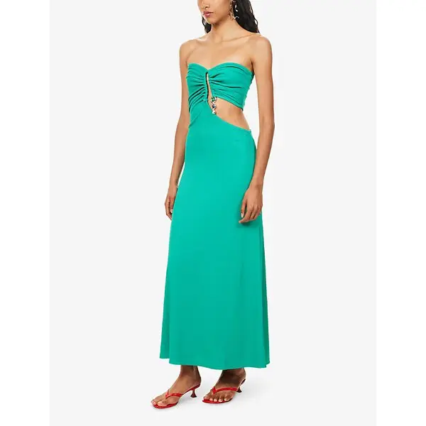 Christopher Esber Droplet Crystal Embellished Strapless Maxi Dress