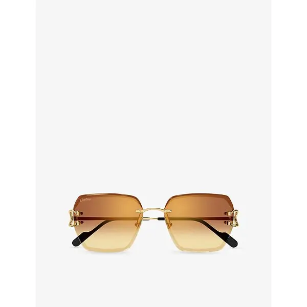 Cartier Ct0466s Square-frame Metal Sunglasses - Gold