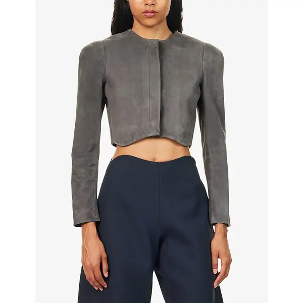 Alaïa Cropped Tailored Suede Jacket