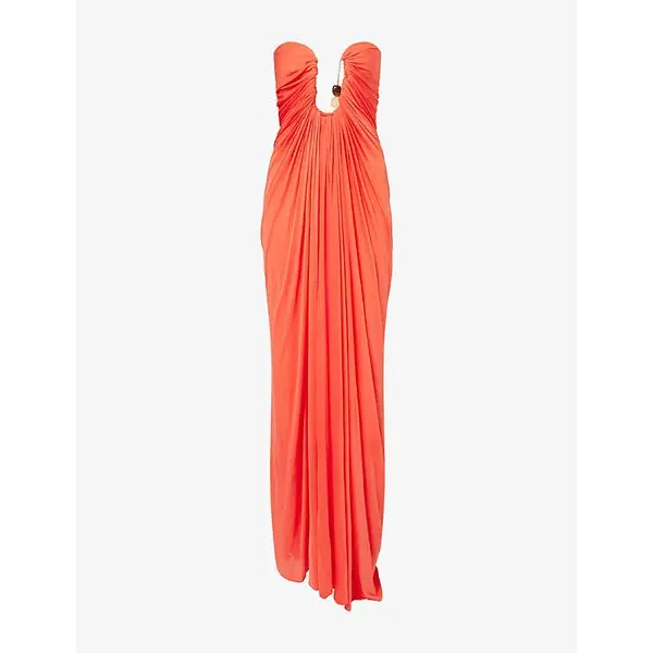 Christopher Esber Helix Crystal Strapless Rayon-blend Gown - Paprika