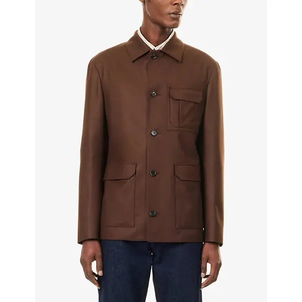 Corneliani Notch-lapel Virgin-wool And Cashmere-blend Overshirt