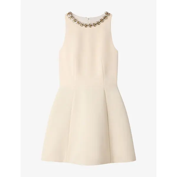 Sandro Sleeveless Jewel Embellished Mini Dress - Vanilla