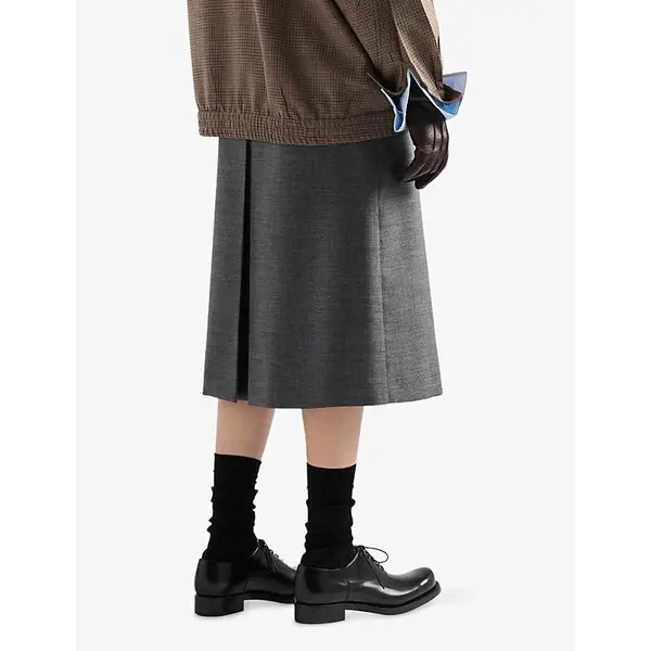 Prada Rush Stitch Virgin-wool Midi Skirt